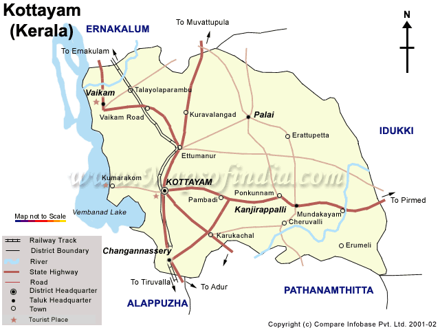 City Map of Kumarakom, Tourist Map of Kumarakom, Travel Map of Kumarakom